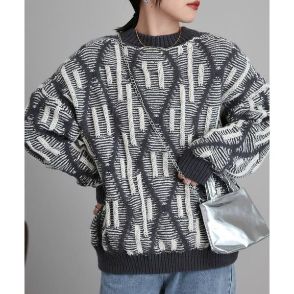 『タイムセール実施中』ZOZO問い合わせ番号:77117942ショップ:Bonjour Sagan，ボンジュールサガンブランド:ap retro，アプレトロ，Bonjour Sagan，ボンジュールサガン商品名:ジャガードデザインニットカテ...