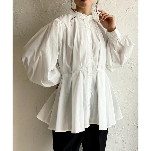 『セール実施中』ZOZO問い合わせ番号:77805700ショップ:wears，ウェアーズブランド:She's Closet，シーズクローゼット商品名:スタンドカラーウエストタック長袖パフスリーブフレアペプラムブラウスカテゴリ:トップス&gt...