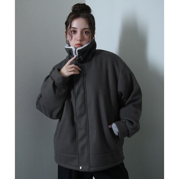 ZOZO問い合わせ番号:77987591ショップ:Nilway，ニルウェイブランド:Nilway，ニルウェイ商品名:裏ボアウールライクスタンドカラージャケット / ビッグシルエット 裏ボア バルーンスリーブ コート ジャケットカテゴリ:ジャ...