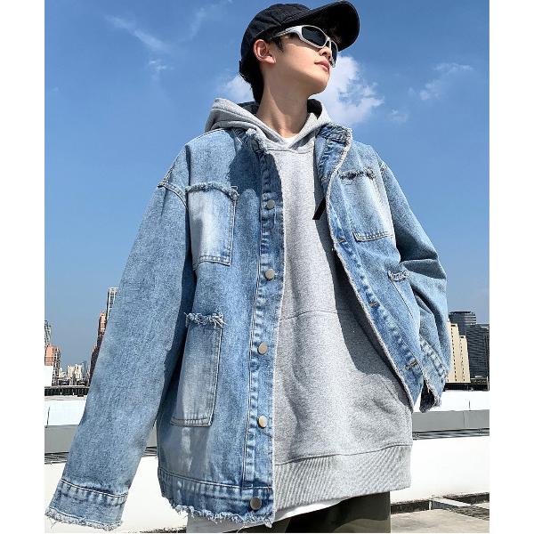 『タイムセール実施中』ZOZO問い合わせ番号:78021641ショップ:SPADE，スペイドブランド:neos，ネオス商品名:【neos -addictive design-】ルーズシルエット ノーカラー ビンテージウォッシュ ダメージ加工...