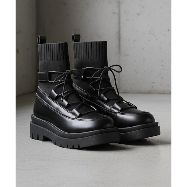 『タイムセール実施中』ZOZO問い合わせ番号:78195163ショップ:Fusione，フュージョンブランド:LOVEHUNTER，ラブハンター商品名:+5cm 軽量厚底 レースアップ切り替えニットブーツカテゴリ:シューズ>ブーツブラ...