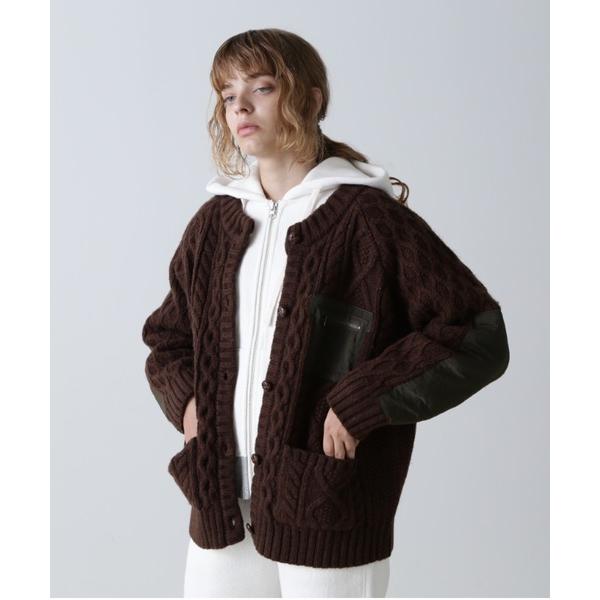 『セール実施中』ZOZO問い合わせ番号:78291985ショップ:AVIREX WOMAN，アヴィレックス ウーマンブランド:AVIREX，アヴィレックス商品名:NYLON COMBI CABLE KNIT CARDIGAN/ナイロンコンビ...