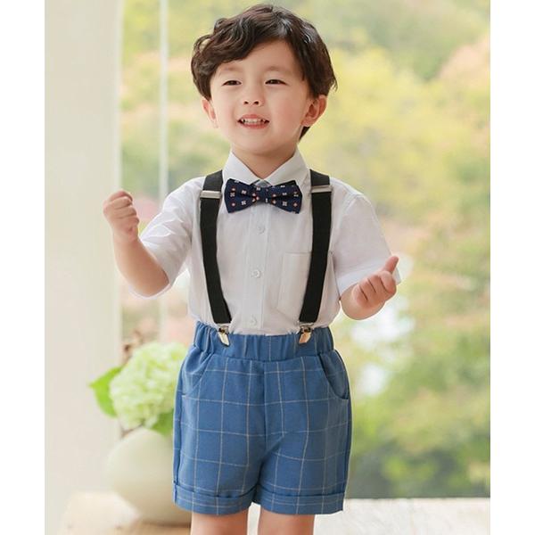 『タイムセール実施中』ZOZO問い合わせ番号:78464643ショップ:TeddyShop，テディショップブランド:DAY CLOSET，デイ クローゼット商品名:キッズスーツ 半袖シャツ+サスペンダー+ネクタイ+チェック柄パンツ シャツ ...