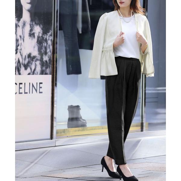 『タイムセール実施中』ZOZO問い合わせ番号:78743431ショップ:RIVER FIELD &amp; Co.，リバーフィールド　アンド　コーブランド:Flolia，フロリア商品名:ツイードペプラムノーカラージャケット テーパードパンツ...