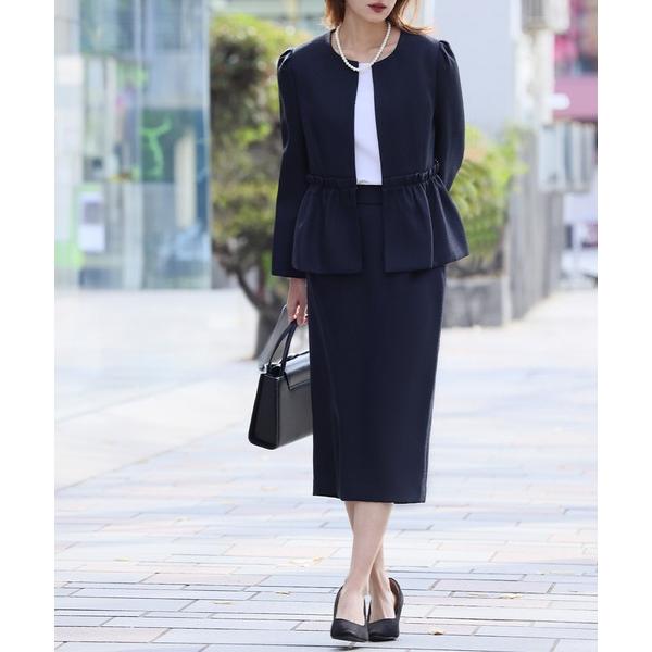 ZOZO問い合わせ番号:78743475ショップ:RIVER FIELD &amp; Co.，リバーフィールド　アンド　コーブランド:Flolia，フロリア商品名:ツイードペプラムノーカラージャケット タイトスカート セットアップ スーツ ...