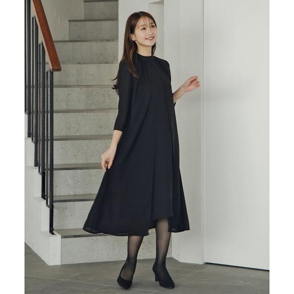 ZOZO問い合わせ番号:78839447ショップ:nissen，ニッセンブランド:Petitjo，プッチージョ商品名:小さいサイズ　【喪服・礼服】日本製生地使用！洗える防しわ加工前開きスタンドカラーデザインワンピース　低身長さん・小柄女性カ...