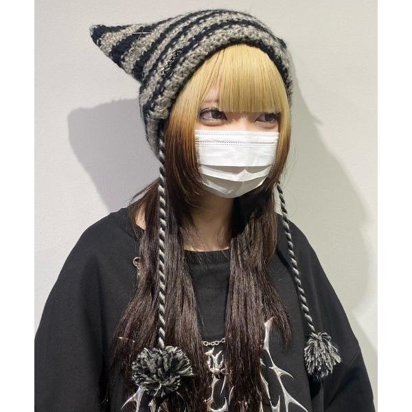 ZOZO問い合わせ番号:78839643ショップ:A'GEM/9 × .kom，エージェムナインブランド:NOVESSEL，ノベセル商品名:A'GEM/9 × .kom『NOVESSEL/ノベセル』猫耳ボーダーニット帽カテゴリ:帽子>...