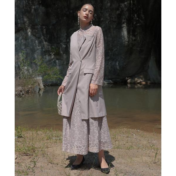 ZOZO問い合わせ番号:78872805ショップ:nissen，ニッセンブランド:Callarus，カラルス商品名:〔Callarus〕スタンドカラージャケットドッキングデザインレースロング丈ワンピースドレスカテゴリ:ワンピース/ドレス&g...