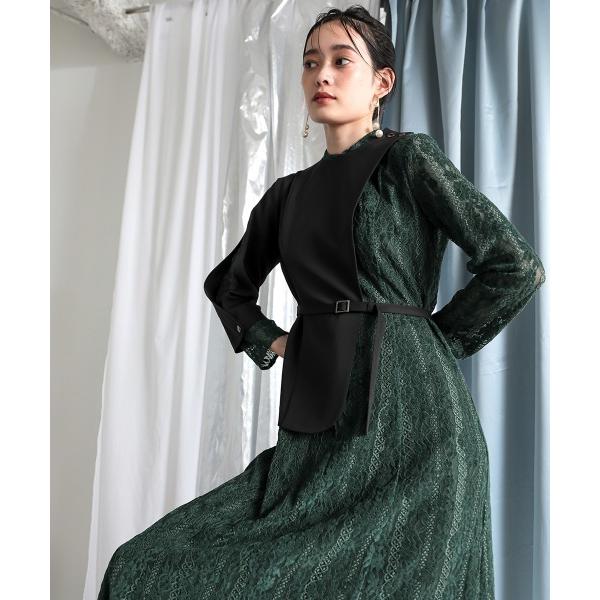 『タイムセール実施中』ZOZO問い合わせ番号:78872809ショップ:nissen，ニッセンブランド:Callarus，カラルス商品名:〔Callarus〕起毛レース使いアシメジレデザインロング丈ワンピースドレス｜大きいサイズ有カテゴリ:...