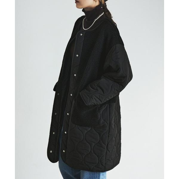 ZOZO問い合わせ番号:78881209ショップ:bflat，ビーフラットブランド:etoll.，エトル商品名:ノーカラーボア切替キルトコートカテゴリ:ジャケット/アウター>ノーカラーコートブランド品番:et0320005309素材:...