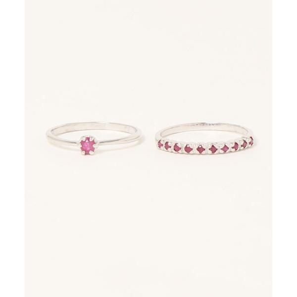 『セール実施中』ZOZO問い合わせ番号:78979156ショップ:con affetto，コンアフェットブランド:con affetto(original)，コン アフェット商品名:ルビーエタニティ＆プリンセスリング2本セット　プラチナカラ...