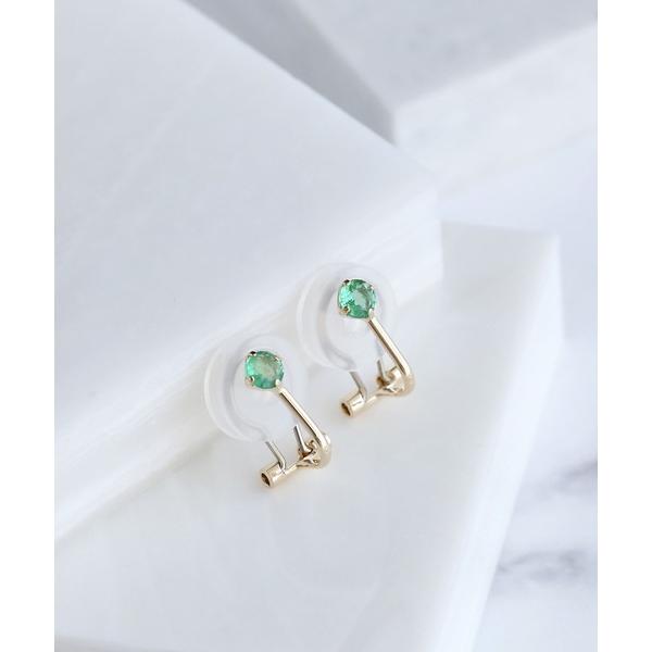 ZOZO問い合わせ番号:79116742ショップ:collecala，コレカラブランド:queite，ケイト，colleca la，コレカラ商品名:K10 誕生石 クリップイヤリング 5月/エメラルド［queite］カテゴリ:アクセサリー&...