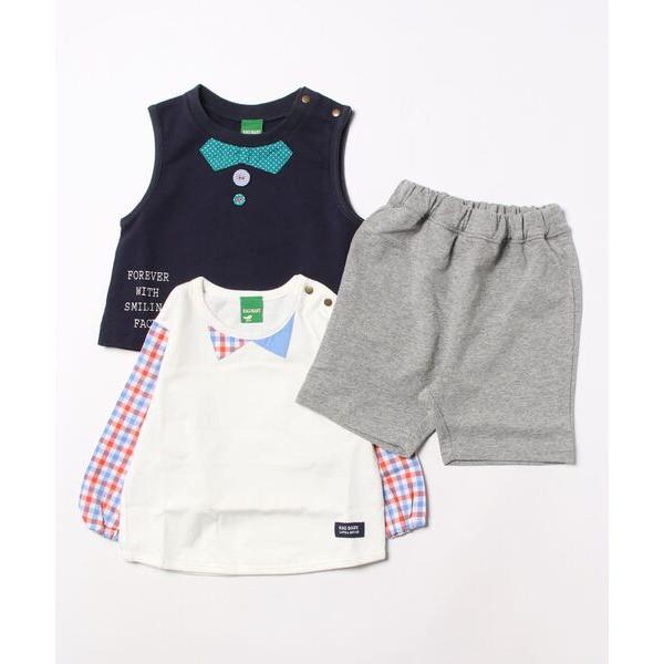『セール実施中』※このアイテムは返品・交換対象外商品です。ZOZO問い合わせ番号:79117941ショップ:RAGMART，ラグマートブランド:RAGMART，ラグマート商品名:ベビーセット（Tシャツ・ベスト・パンツ）カテゴリ:ママ＆ベビー...