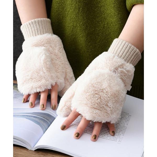 『タイムセール実施中』ZOZO問い合わせ番号:79245923ショップ:TeddyShop，テディショップブランド:DAY CLOSET，デイ クローゼット商品名:【スマホ対応/2WAY/指なしorミトン】もこもこファー指カバー付き手袋 レ...