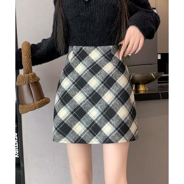 『タイムセール実施中』ZOZO問い合わせ番号:79349278ショップ:IO，イオブランド:Lilamusant，リラミュゾン，IO（イオ），イオ商品名:【Lilamusant(リラミュゾン)】インパン裏地付きウールライク台形チェック柄ミニ...