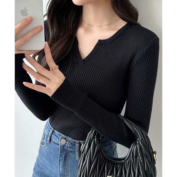 『タイムセール実施中』ZOZO問い合わせ番号:79637656ショップ:Ada.，エイダブランド:COCOMOMO，ココモモ商品名:鎖骨美人魅せ キーネックニット リブニット キーネック 長袖 ニット レイヤードトップス きれいめカジュアル...