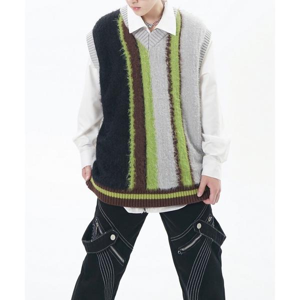 『タイムセール実施中』ZOZO問い合わせ番号:79674195ショップ:aimoha，アイモハブランド:GENXDER，ノンジェンダー商品名:【genxder】 ユニセックス　vネックオーバーニットベスト (AW)カテゴリ:トップス>...