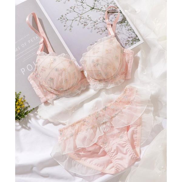 『タイムセール実施中』※このアイテムは返品・交換対象外商品です。ZOZO問い合わせ番号:79706871ショップ:Lace Ladies，レースレディースブランド:Lace Ladies，レースレディース商品名:シフォンフリルブーケ刺繍ブラ...