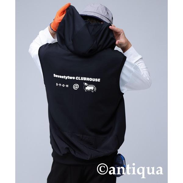 ZOZO問い合わせ番号:79773565ショップ:antiqua，アンティカブランド:antiqua，アンティカ商品名:【STCH】フーディーロゴベストカテゴリ:トップス>ベストブランド品番:ZST-00042素材:ポリエステル93%...