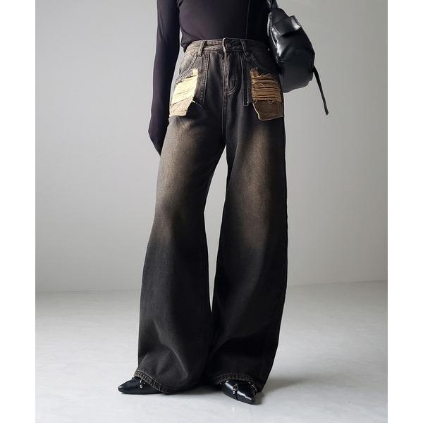 ZOZO問い合わせ番号:79906224ショップ:me+em select，ミームセレクトブランド:me+em select，ミームセレクト商品名:【 ４size ／ ２color 】ダメージアウトポケットヴィンテージルーズデニムカテゴリ:...