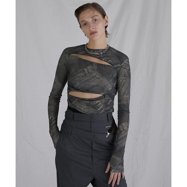 『タイムセール実施中』ZOZO問い合わせ番号:80104024ショップ:PRANK PROJECT，プランクプロジェクトブランド:PRANK PROJECT，プランクプロジェクト商品名:デニムプリントスキントップ / Denim Print...