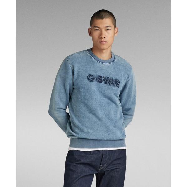 『タイムセール実施中』ZOZO問い合わせ番号:80139693ショップ:G-STAR RAW，ジースター・ロゥブランド:G-STAR，ジースター商品名:INDIGO DISTRESSED LOGO SWEATER/インディゴウォッシュ加工グ...