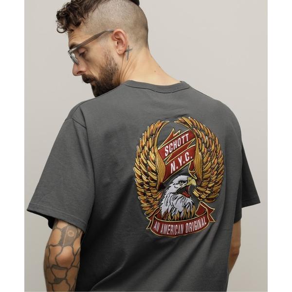 『セール実施中』ZOZO問い合わせ番号:80269328ショップ:SCHOTT，ショットブランド:schott，ショット商品名:Schott/ショット/T-SHIRT ”EAGLE AND RIBBON EMB”/刺繍Tシャツ ”イーグル ...
