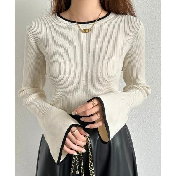 『タイムセール実施中』ZOZO問い合わせ番号:80301922ショップ:Ada.，エイダブランド:COCOMOMO，ココモモ商品名:【選べるタイプ×カラー展開】 フレアスリーブニット  配色 リブニット バイカラー ニット 長袖 レイヤード...