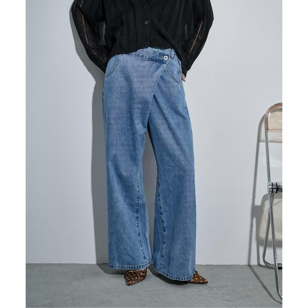 ZOZO問い合わせ番号:80472075ショップ:Auntie Rosa，アンティローザブランド:THE YOn，ザヨン商品名:クロスウエストアシメラップデニムパンツカテゴリ:パンツ>デニムパンツブランド品番:TY24009素材:綿1...