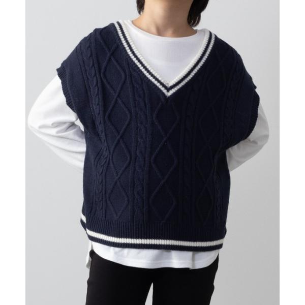 『タイムセール実施中』ZOZO問い合わせ番号:80571732ショップ:Mac-House，マックハウスブランド:NAVY，ネイビー，Mac-House，マックハウス商品名:NAVY インナー付きニットベスト アンサンブルカテゴリ:トップス...