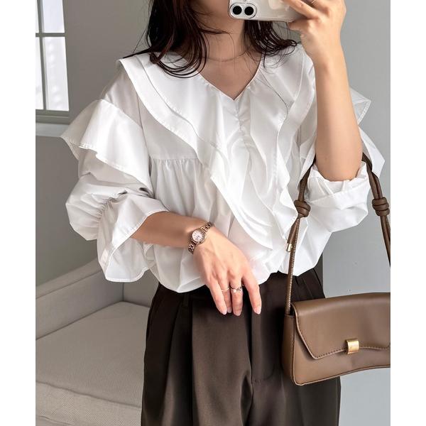 『タイムセール実施中』ZOZO問い合わせ番号:80635051ショップ:RANAN，ラナンブランド:RANAN，ラナン商品名:［26SS新色追加］ビッグカラーフリルブラウスカテゴリ:トップス>シャツ/ブラウスブランド品番:719824...