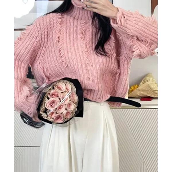 ZOZO問い合わせ番号:80669189ショップ:Auntie Rosa，アンティローザブランド:LYEON，リヨン，Auntie Rosa，アンティローザ商品名:フリンジハイネックニットプルオーバーカテゴリ:トップス>ニット/セータ...