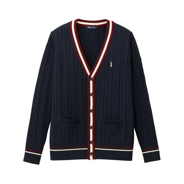 ZOZO問い合わせ番号:80840800ショップ:EASTBOY，イーストボーイブランド:EASTBOY，イーストボーイ商品名:カーディガン 綿 7G ケーブル＆ライン入り スクール ニット 中学生 高校生カテゴリ:トップス>カーディ...