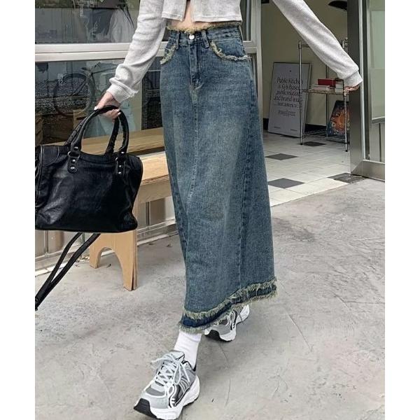 ZOZO問い合わせ番号:81004630ショップ:gossip！ロサンゼルス，ゴシップロサンゼルスブランド:dream in the cradle，ドリームインザクレイドル商品名:裾フリンジ デニムスカートカテゴリ:スカート>デニムス...