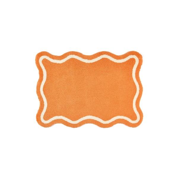 ZOZO問い合わせ番号:81225340ショップ:Francfranc，フランフランブランド:Francfranc，フランフラン商品名:ウェーブライン ラグ S 1400×1000 オレンジ 床暖房対応 ホットカーペット対応カテゴリ:インテ...