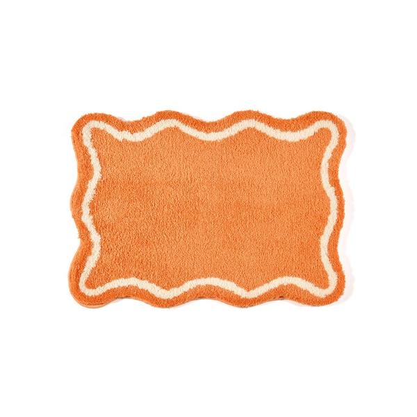 ZOZO問い合わせ番号:81225342ショップ:Francfranc，フランフランブランド:Francfranc，フランフラン商品名:ウェーブライン マット 700×500 オレンジ 床暖房対応カテゴリ:インテリア>ラグ/マットブラ...