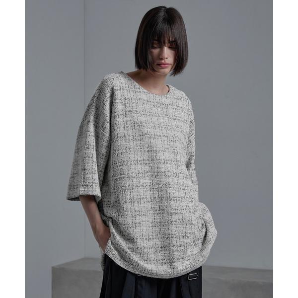 ZOZO問い合わせ番号:81386845ショップ:EMMA CLOTHES，エマ クローズブランド:cussil，クシル商品名:【cussil/クシル】メランジツイードタッチボーダーハーフスリーブＴシャツカテゴリ:トップス>Tシャツ/...