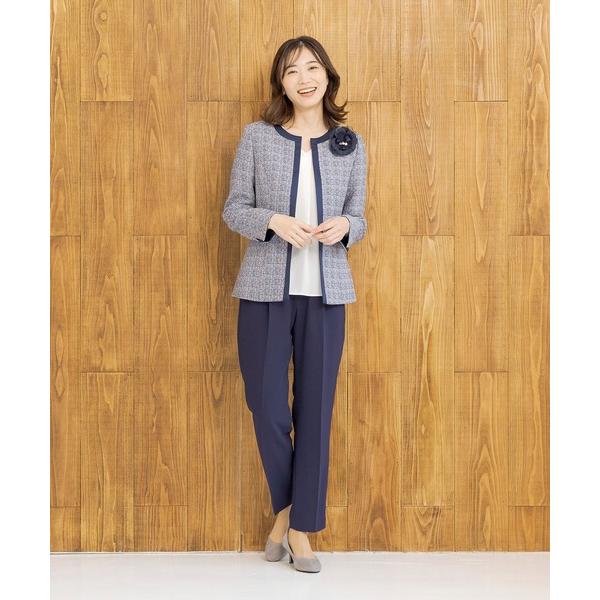 『セール実施中』ZOZO問い合わせ番号:81391446ショップ:CARETTE，カレットブランド:CARETTE，カレット商品名:サテン切り替えノーカラージャケットとブラウスとパンツの３点セット「セレモニースタイル」カテゴリ:フォーマルス...
