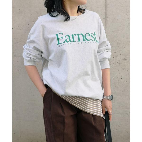 ZOZO問い合わせ番号:81392014ショップ:andme，アンドミーブランド:ANME，アンメ商品名:Earnestロゴプリント長袖Tシャツカテゴリ:トップス>Tシャツ/カットソーブランド品番:2600010素材:綿・コットン:1...
