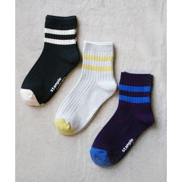 『タイムセール実施中』※このアイテムは返品・交換対象外商品です。ZOZO問い合わせ番号:81484978ショップ:MAZEMAZE，マゼマゼブランド:stample，スタンプル商品名:ライン　リブショートソックス　【3足セット】カテゴリ:レ...