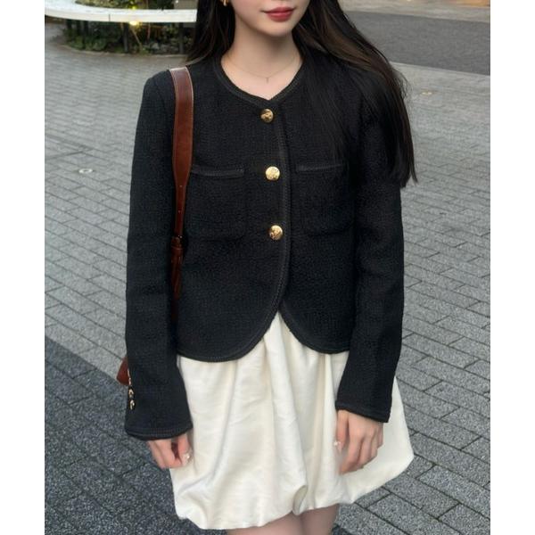 『タイムセール実施中』ZOZO問い合わせ番号:81485069ショップ:Ada.，エイダブランド:Ada.，エイダ商品名:パイピング ツイード ライク 金ボタン ジャケットカテゴリ:ジャケット/アウター>ノーカラージャケットブランド品...