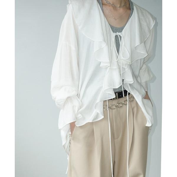ZOZO問い合わせ番号:81488821ショップ:chuclla，チュクラブランド:chuclla，チュクラ商品名:ラッフルカラー セミシアーブラウス chw24s033カテゴリ:トップス>シャツ/ブラウスブランド品番:chw24s0...