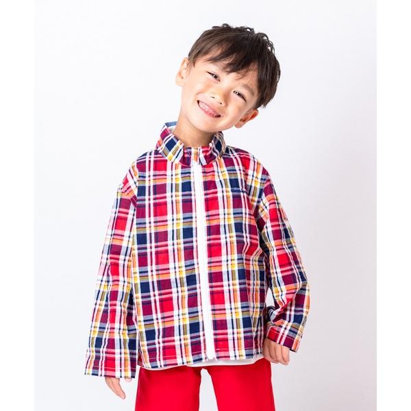 『タイムセール実施中』ZOZO問い合わせ番号:81524100ショップ:こどもの森e-shop，コドモノモリイーショップブランド:moujonjon，ムージョンジョン商品名:マドラスチェックジャケットカテゴリ:ジャケット/アウター>ブ...
