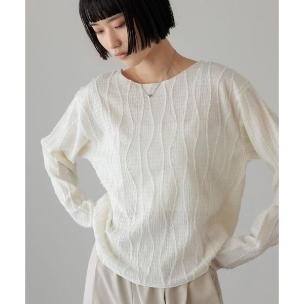 ZOZO問い合わせ番号:81557057ショップ:LOWRYS FARM，ローリーズファームブランド:LOWRYS FARM，ローリーズファーム商品名:ジャガードフリンジＬＳ　102891カテゴリ:トップス>Tシャツ/カットソーブラン...