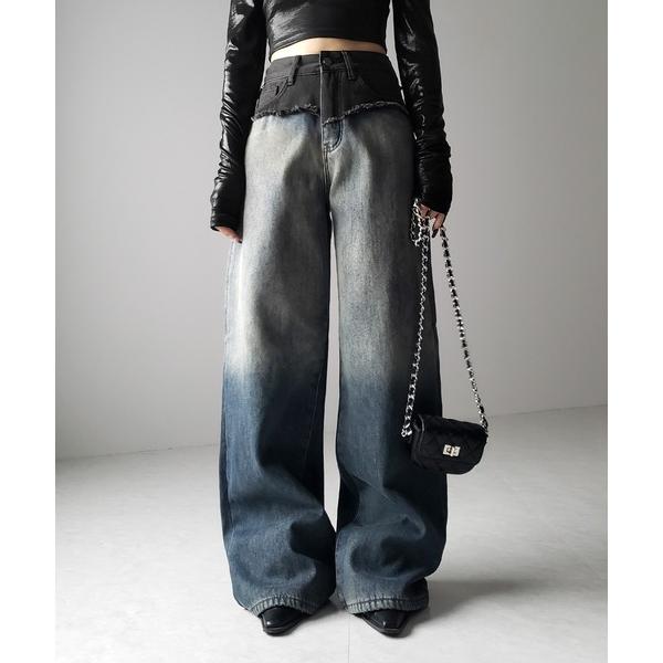 『セール実施中』ZOZO問い合わせ番号:81658558ショップ:me+em select，ミームセレクトブランド:me+em select，ミームセレクト商品名:※※【 ４size ／ ２color 】ダメージドッキンググラデーションヴィ...