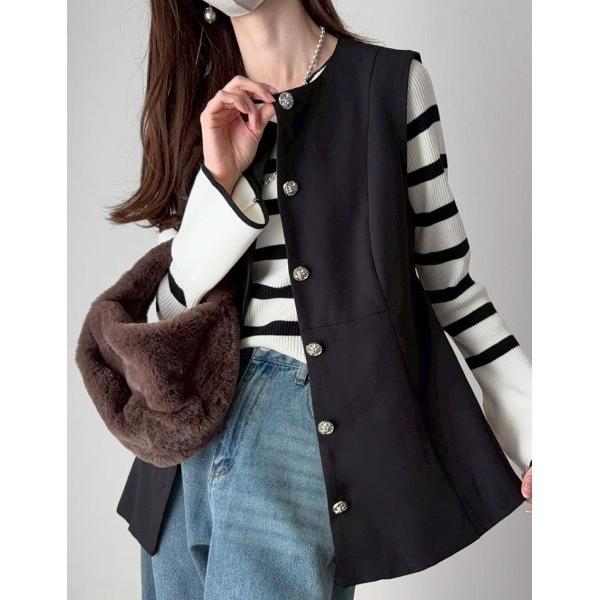 ZOZO問い合わせ番号:81729517ショップ:Re:EDIT，リエディブランド:Re:EDIT，リエディ商品名:[mau×Re:EDIT][mauコラボ][入卒式 セレモニー]ドットor無地カットツイルペプラムベストカテゴリ:トップス&...