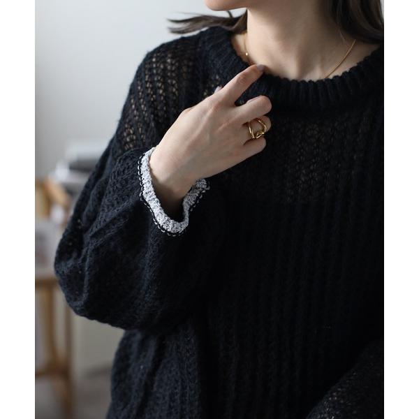 『セール実施中』ZOZO問い合わせ番号:81761242ショップ:Bonjour Sagan，ボンジュールサガンブランド:ap retro，アプレトロ，Bonjour Sagan，ボンジュールサガン商品名:配色ラメ　透かし編みニットトップス...