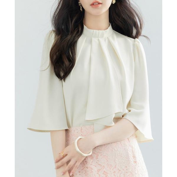 ZOZO問い合わせ番号:81766217ショップ:SAISON DE PAPILLON，セゾン ド パピヨンブランド:SAISON DE PAPILLON，セゾンドパピヨン商品名:【お気に入り2万突破！】5分丈スリーブスタンドカラーブラウス...