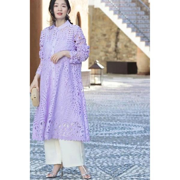 ZOZO問い合わせ番号:81799985ショップ:FRENCH PAVE，フレンチパヴェブランド:CAWAII，カワイイ商品名:（リボンベルト付き）切り絵レースのミディアムワンピースカテゴリ:ワンピース/ドレス>ワンピースブランド品番...