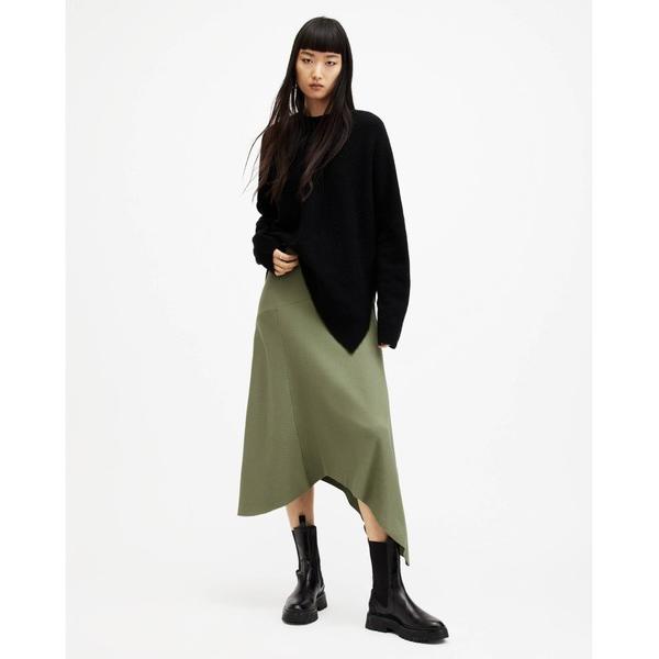『タイムセール実施中』ZOZO問い合わせ番号:81861880ショップ:ALLSAINTS，オールセインツブランド:ALLSAINTS，オールセインツ商品名:GIA RIBBED ASYMMETRIC MIDI SKIRT | GIA リブ...